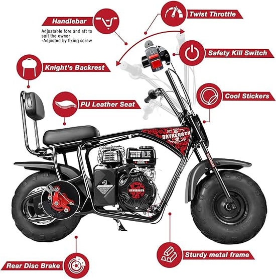 Oryxearth 99CC Gas Powered Mini Dirt Bike - Up to 24 MPH, 185 LBS Capa